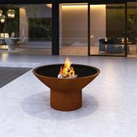 China Corten Steel BBQ Grill Fire Pit 102cm Diameter Detachable Base Outdoor Charcoal Cooker for sale