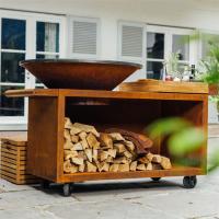 China Rectangular Corten Steel Outdoor Fire Grill for sale