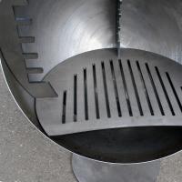 China Rotatable Corten Steel Fire Globe Grill with 85cm Windproof Shell and 70cm Adjustable Grate for sale