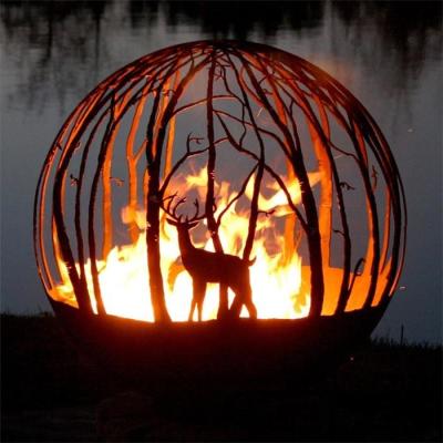 Cina Legno dell'OEM che brucia il pozzo a forma di del fuoco del fuoco di Corten del globo della sfera d'acciaio di inverno in vendita