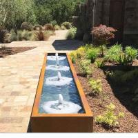China Rectangular Corten Steel Water Feature Water Table 3mm Thickness for Garden for sale