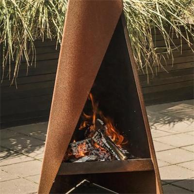 Cina Camino all'aperto d'acciaio geometrico moderno Chimenea di Corten indipendente in vendita