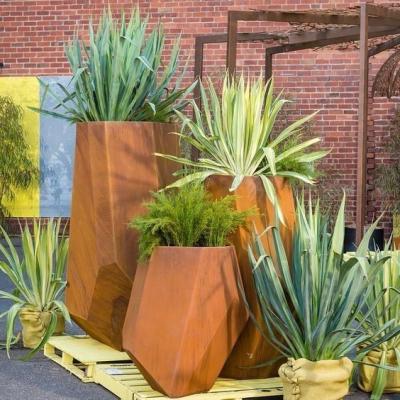 Cina Piantatrice geometrica Corten del metallo esagonale d'acciaio all'aperto dell'interno della piantatrice di Fuxin in vendita