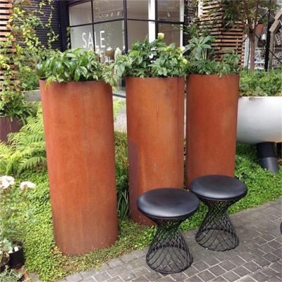 Cina Vasi da fiori all'aperto d'acciaio della piantatrice di Corten delle alte grandi piantatrici circolari del metallo in vendita