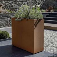 China Rust Corten Steel Rectangular Tall Planter 80x30x40cm Modern Trough for sale