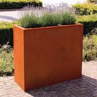 China Rust Corten Steel Rectangular Tall Planter 80x30x40cm Modern Trough for sale