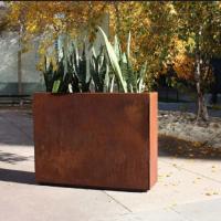 China Rust Corten Steel Rectangular Tall Planter 80x30x40cm Modern Trough for sale