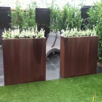 China Rust Corten Steel Rectangular Tall Planter 80x30x40cm Modern Trough for sale
