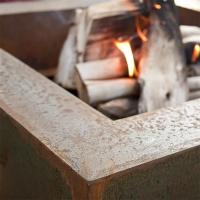 China Square Low Profile Corten Steel Fire Pit 120cm Wood Burning Outdoor Patio Heater for sale