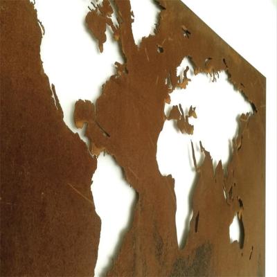 Cina Arte della parete di Rusty Corten Metal World Map della decorazione in vendita