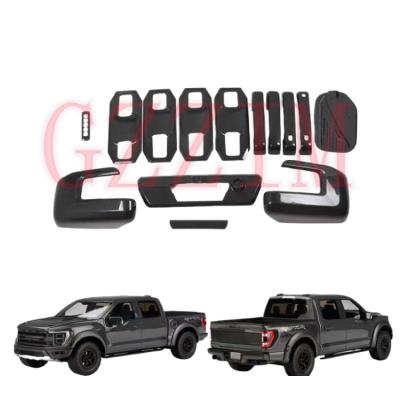 China Car Door Handle Bowl Cover Light Cover Full Set Auto Body Kit For Black Carbon Fiber Accessories Car Exterior Waterproof Covers Handle Mirror Bowl Trim For Ford F150 F-150 Raptor 2023 for sale