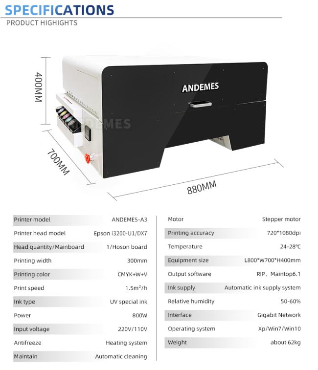 Automatic UV Ink A3 UV Printer CE certification