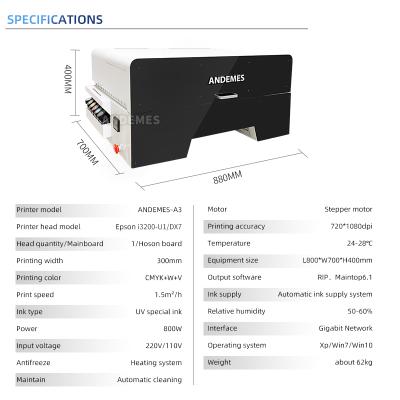 China Automatic UV Ink A3 UV Printer with Multifunctional Capabilities and CE Certification Motherboard Hoson for sale