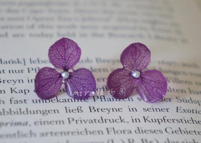 China Forever Love Hand-Made Craft Real Flowers Dry Hydrangea Cheap Silver Stud Earrings For Women for sale