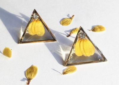 China African Daisy Triangle Handcrafts Triangle Drop earrings Yellow And Red Africa Earrings Made In Japan for sale
