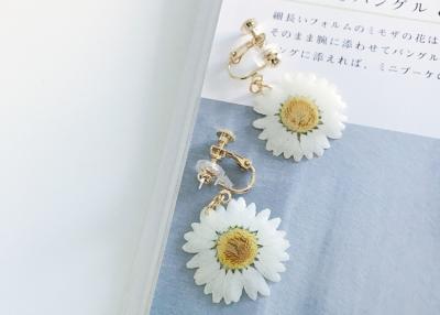 China 3 Days Quick Delivery Whole Sale Daisy World Spanish Style Earrings Clip With Real Daisy for sale