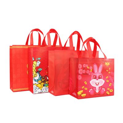 China Sacchetto della spesa non tessuto riutilizzabile della maniglia del nuovo anno della borsa cinese del regalo con il logos for sale