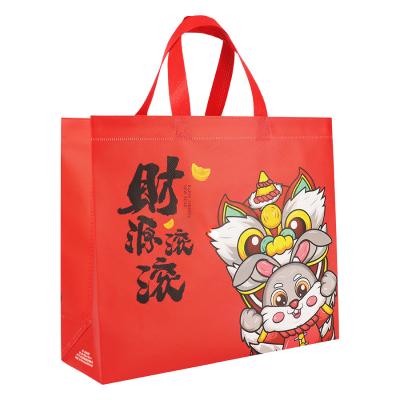 Cina Sacchetto della spesa non tessuto riutilizzabile della maniglia del nuovo anno della borsa cinese del regalo con il logos in vendita