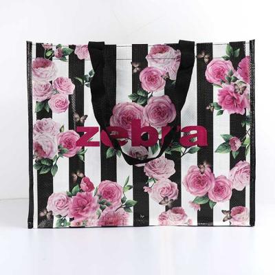 Cina Borse di drogheria di compera tessute polipropilene di plastica con stampa del fiore in vendita