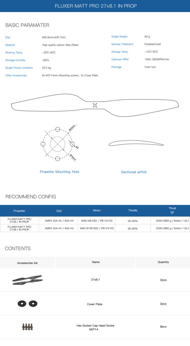 FLUXER PRO MATT Matte straight paddle propeller close-up view