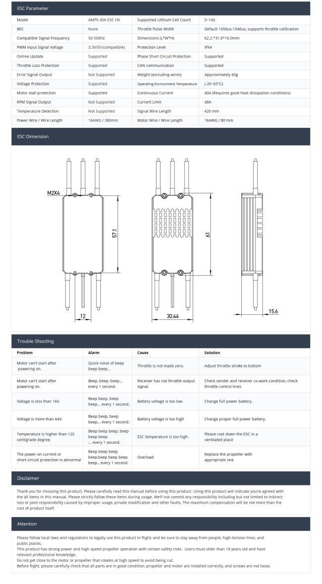 AMPX 40A Drone ESC side view