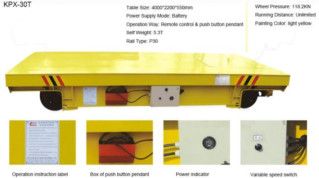 0 - 20m / Min Rail Transfer Battery Powered Heavy Duty Cart , Motorized Platform Cart For Foundry Plant
