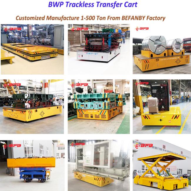 Omni Directional Motor Driven 30T Trackless Transfer Cart With Flat Table