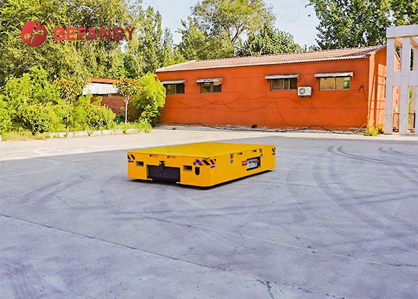 20T Assemble Line DC Motor Trackless Material Transfer Cart in operation