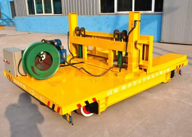 Industrial heavy load steel coil rail transport trolley for aluminum factory apply