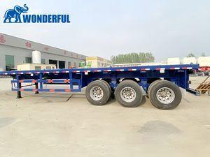 Quality 80 90 100 Ton 3 4 5 Axles Twist Locks Snowrunner Aluminum Tractor Industrial Engine Air Suspension Flat Deck Channel Steel Bulk Cargo Container Flatbed Trailer for sale