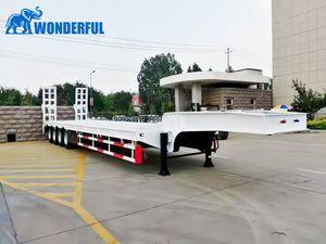 China Innovative 4 Axle 40ton Rollback Transporter Second Hand Special Capacity Deck Heavy Machinery Semi Low Loader Bed Flatbed Lowbed Lowboy Truck Trailer for sale