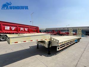 China 50ton 13t Fuwa Tri-Axle Ets2 Equipment Weight Detachable Bulk Cargo Steel Chassis Low Bed Diesel Heavy Duty Loader Lowbed Lowboy Truck Transport Semi Trailer for sale