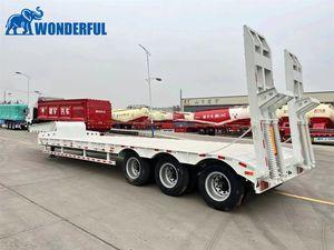 China 90t Load Drop Deck Accessories Bumper Pull Aluminum Weigh Board Truck Heavy Duty Gooseneck Lowboy Lowbed Low Bed Loader Hydraulic Excavator Semi Trailer for sale