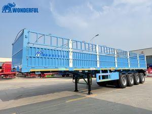 China Efficient Tri-Axle Jumping Gate Utility Board Contruction Installation Wood Wide Aluminum Mounted Equipment Stake Side Wall Bulk Cargo Fence Around Semi Trailer for sale