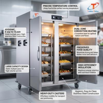 China GN Tray Insulated Food Warmer Cabinet Double Door Hospital Hotel Banquet Cart Warmer for sale