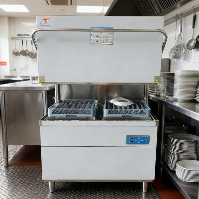 China Freestanding Hood Type Industrial Dishwasher Electric High Volume For Restaurant Kitchen for sale