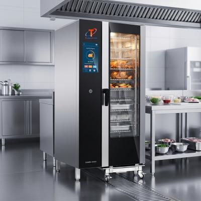 China 20 Tray Combi Steamer Oven Manual Controller Large Capacity Bake Convection Oven for sale