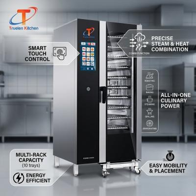 China Steel Body 6 Trays Electric Combi Oven Steam Injection Restaurant Use Convection Oven for sale