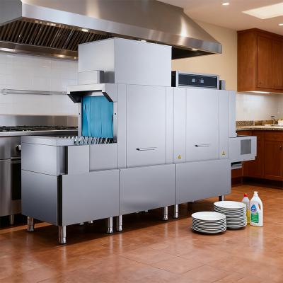 China Single Tank Double Spray Commercial Dishwasher Conveyor Type Steel Construction Dish Washer for sale