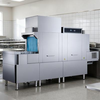 China Commercial Conveyor Dishwasher Fully Automatic Steel Frame Flight Type Dishwashing Machine for sale