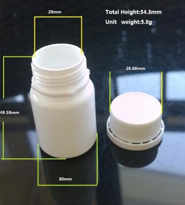 China HDPE medical plastic bottle 30cc with tamper cap for sale
