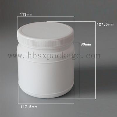 China 1L PE Round Plastic Medical Powder Bottle with Screw cap in white for sale