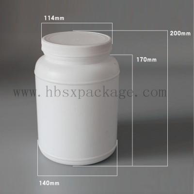 China 2.5l PE Round Plastic Medical powder Bottle with Screw cap in white for sale