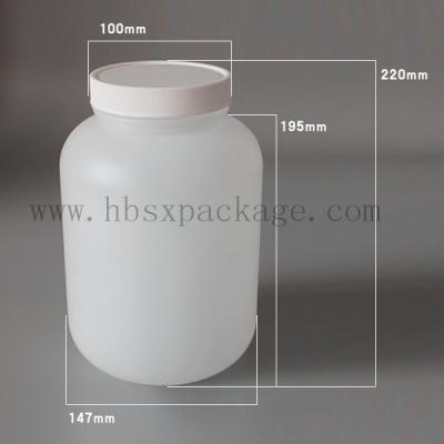 China 3l PET Round Plastic Medical Pills Bottle with Screw cap in white for sale