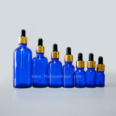 China 5ml-100ml Cobalt Blue Aromatherapy Essential Oil Glass Container Bottle With Dropper for sale