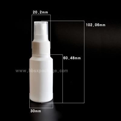 China Hebei Shengxiang HDPE material 30ml white perfume bottle plastic spray bottle for sale