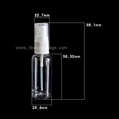 China Hebei Shengxiang PET Material 30ml transparent color of the plastic or sterile plastic spray bottle for sale