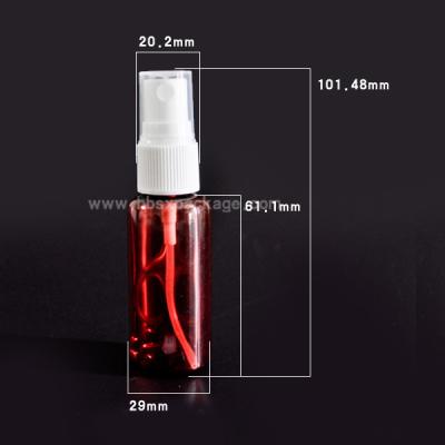 China Hebei Shengxiang PET material 30ml red perfume or disinfectant plastic spray bottles for sale