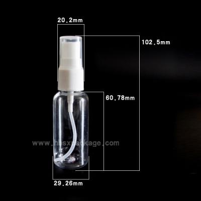 China Hebei Shengxiang PET material 35ml transparent color perfume or plastic spray bottles of drugs for sale