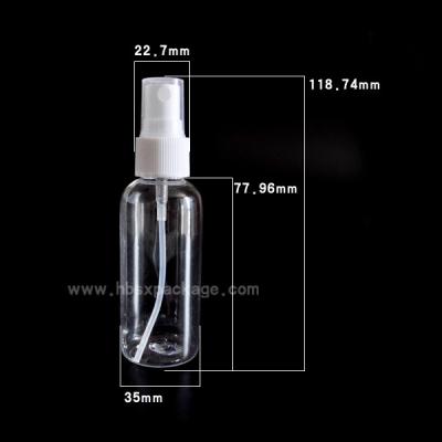 China Hebei Shengxiang PET Material 50ml transparent perfume plastic spray bottle for sale